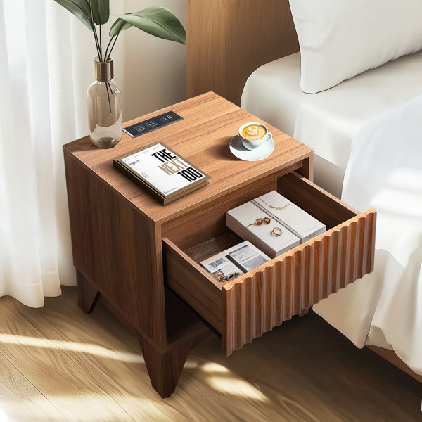 Ebern Designs Dejesus 1 - Drawer Nightstand With Charging Station, Versatile Side Table With ...
